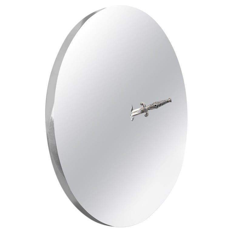Art Pirate Mirror in Polished Inox, Fine Silver, Precious Stones and ...