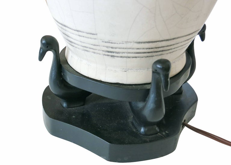 Art Pottery Ceremonial Monks with Dragon Table Lamp For Sale at 1stDibs