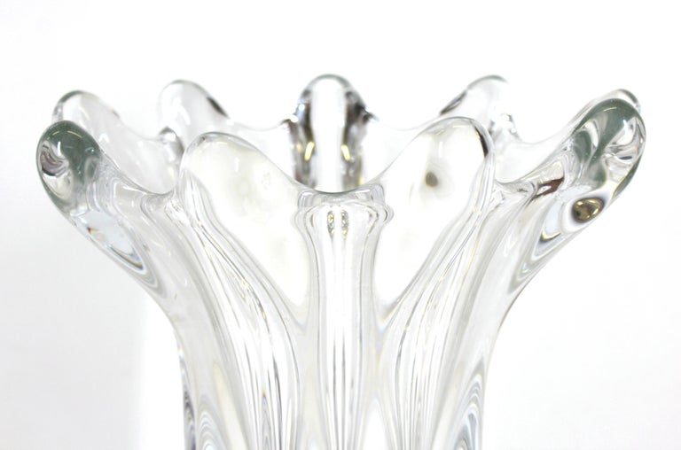 Art Vannes French Midcentury Crystal Splash Vase at 1stDibs