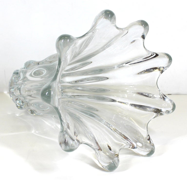 Art Vannes French Midcentury Crystal Splash Vase at 1stDibs
