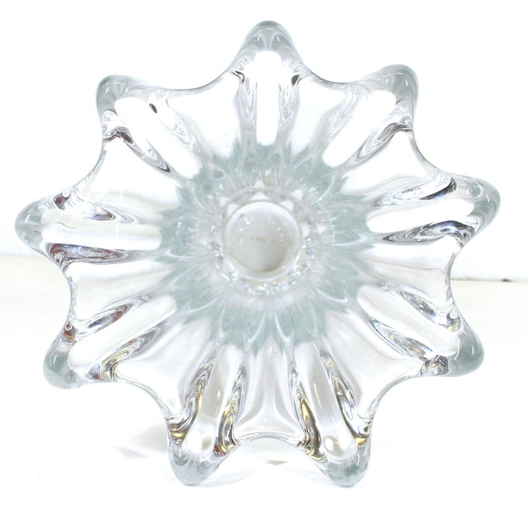 Art Vannes French Midcentury Crystal Splash Vase at 1stDibs