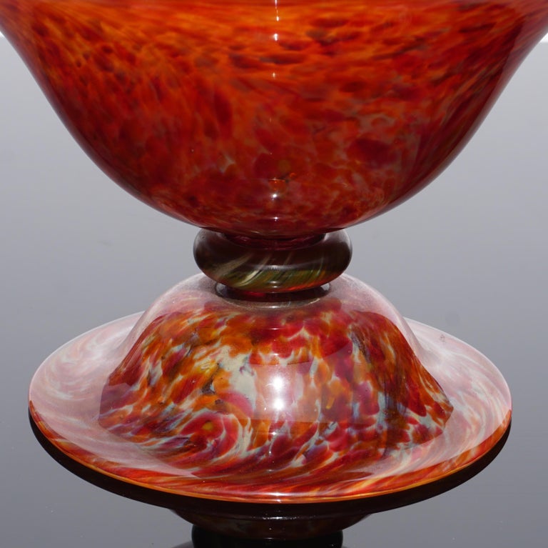 Art Verrier Saint Louis Marbled Glass Lidded Bowl Compote at 1stDibs