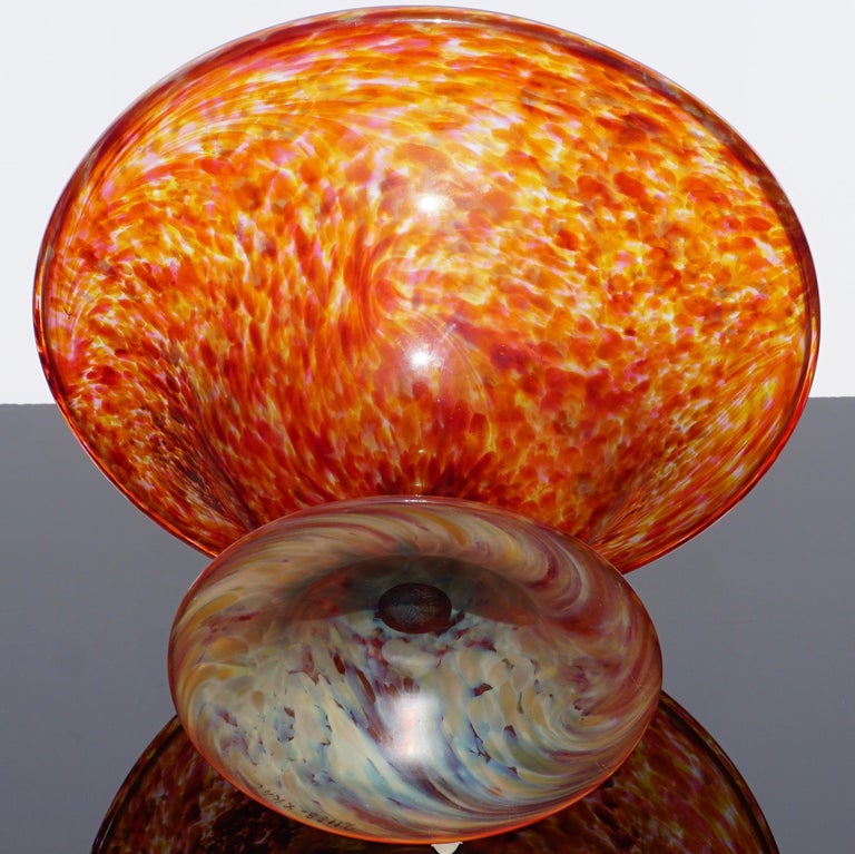 Art Verrier Saint Louis Marbled Glass Lidded Bowl Compote at 1stDibs