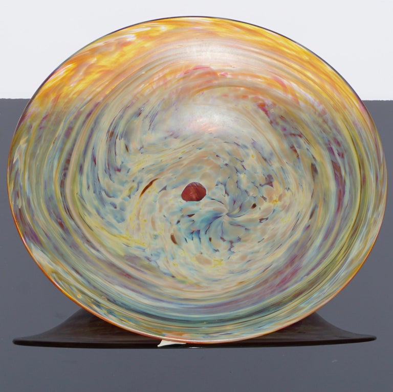 Art Verrier Saint Louis Marbled Glass Lidded Bowl Compote at 1stDibs