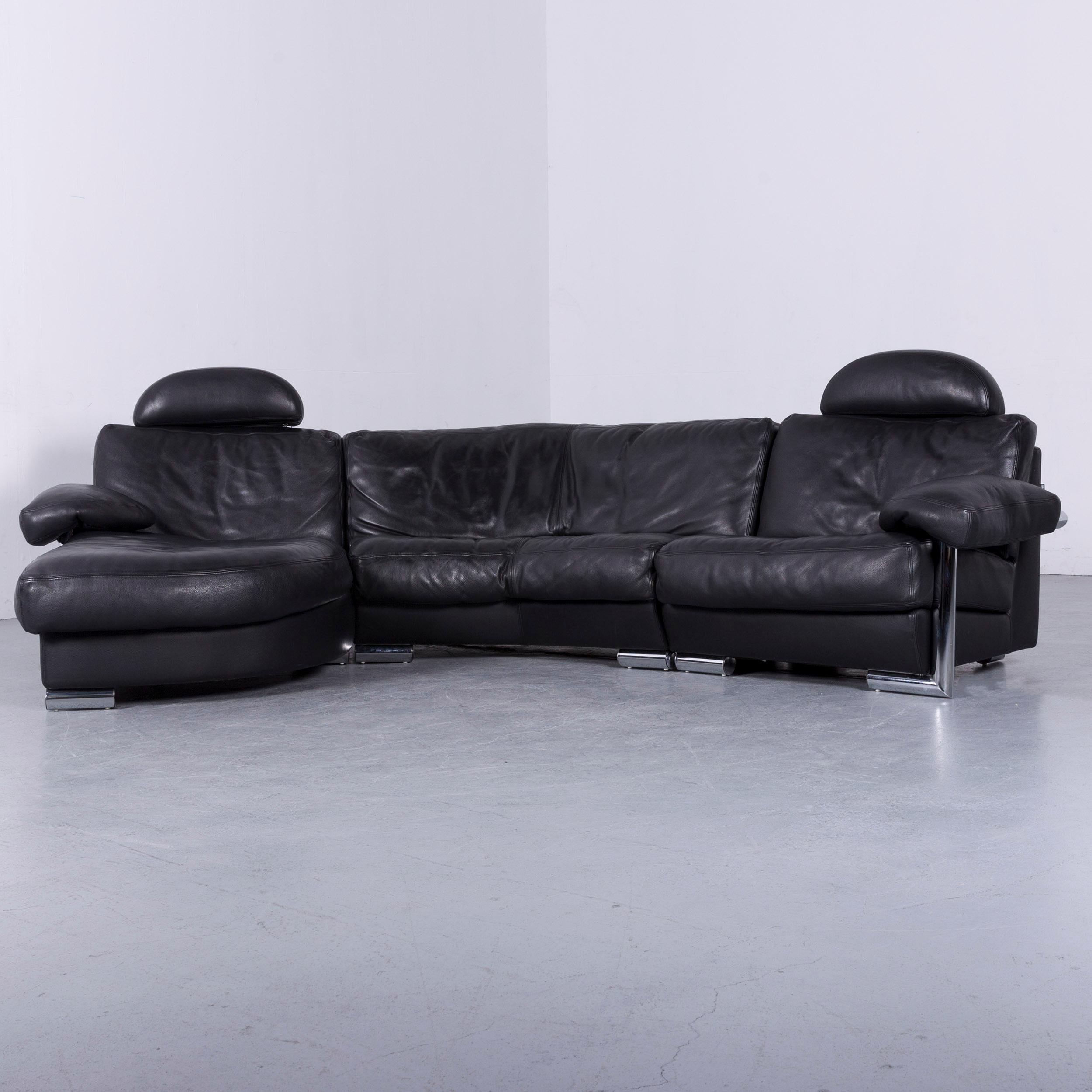 Artanova Medea Designer Black Leather Corner Sofa Couch at 1stDibs