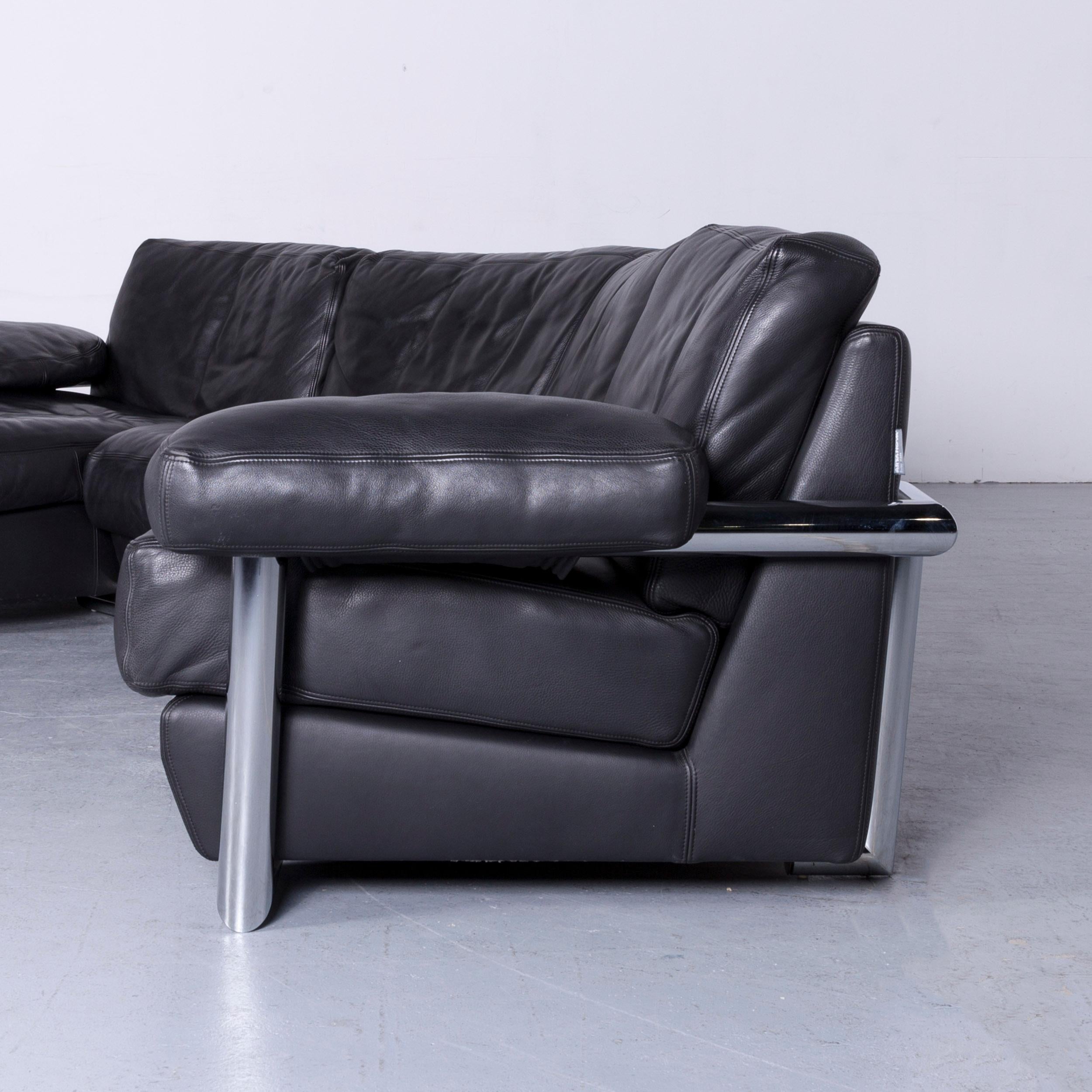 Artanova Medea Designer Black Leather Corner Sofa Couch at 1stDibs