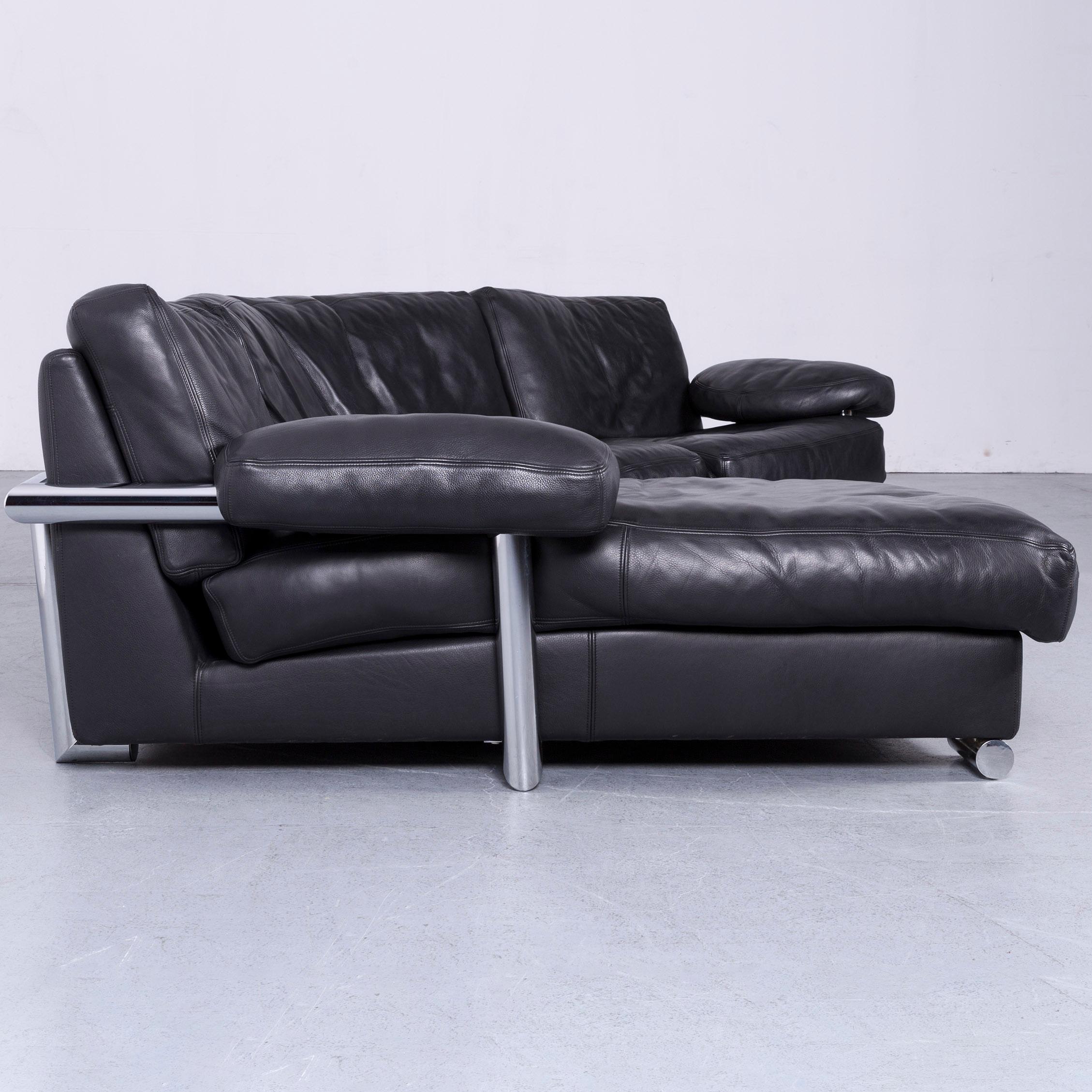 Artanova Medea Designer Black Leather Corner Sofa Couch at 1stDibs