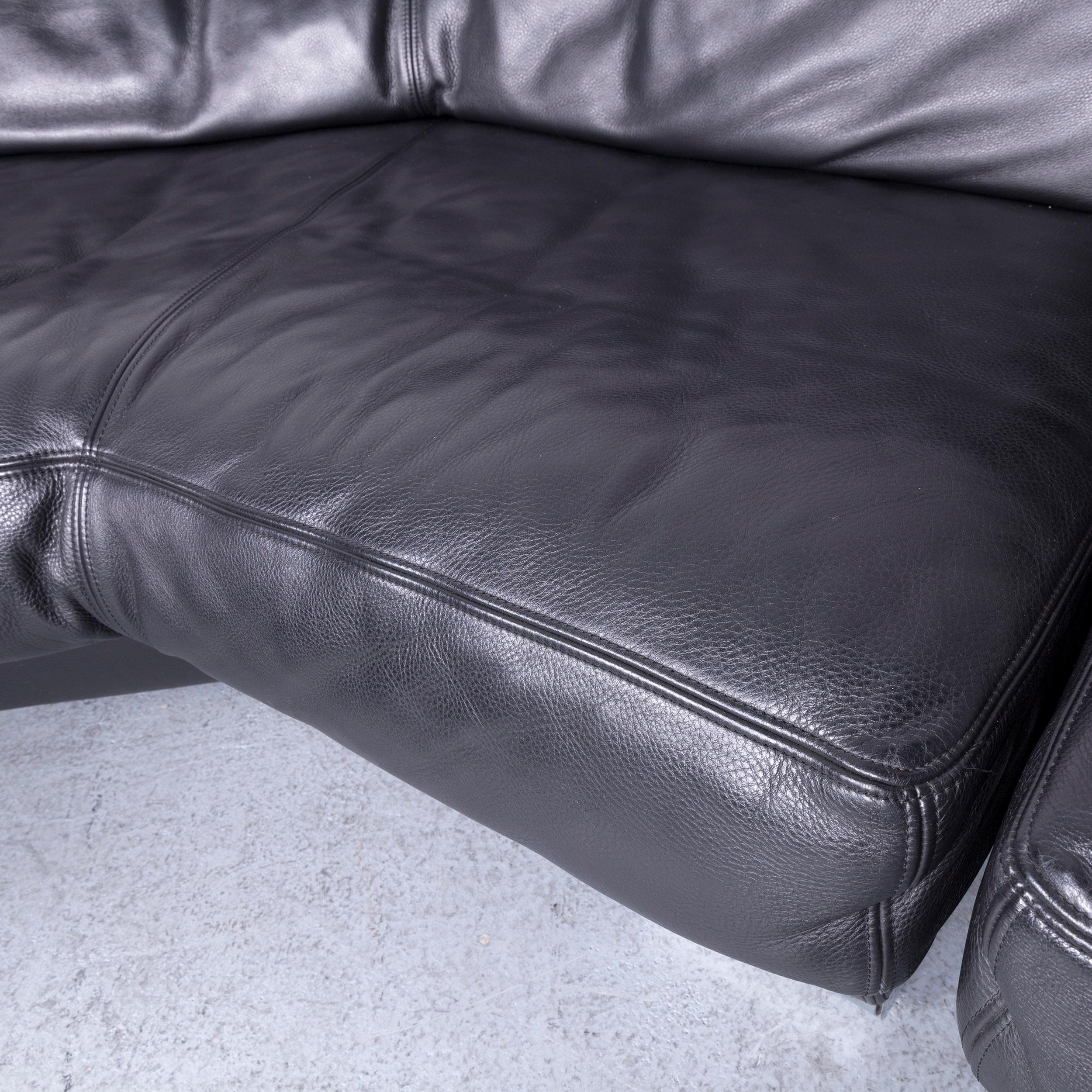 Artanova Medea Designer Black Leather Corner Sofa Couch at 1stDibs