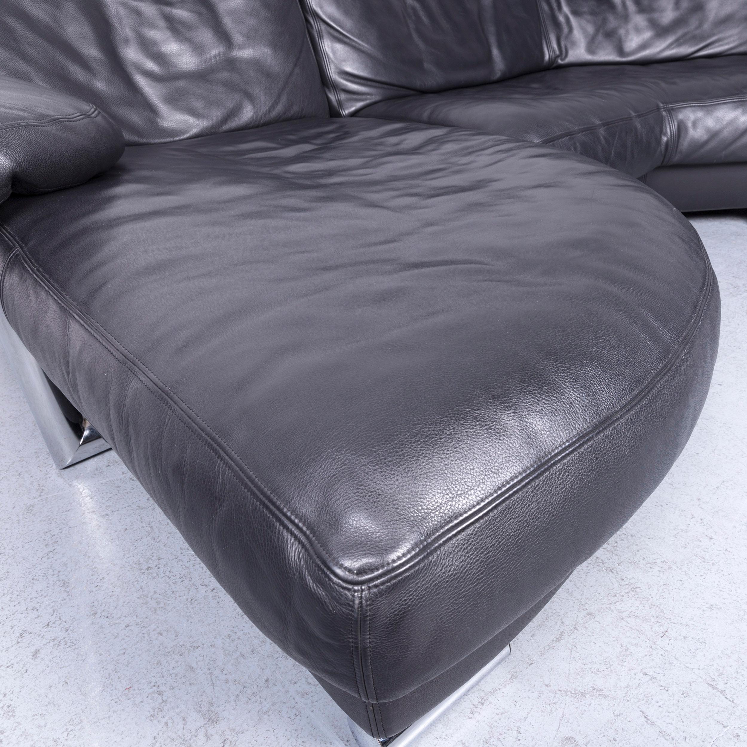 Artanova Medea Designer Black Leather Corner Sofa Couch at 1stDibs