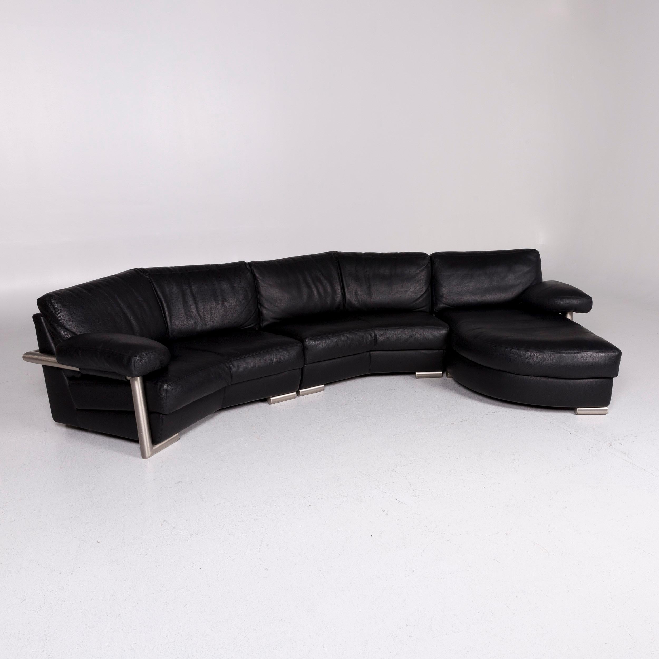 Artanova Medea Leather Corner Sofa Black Sofa Couch at 1stDibs | black ...