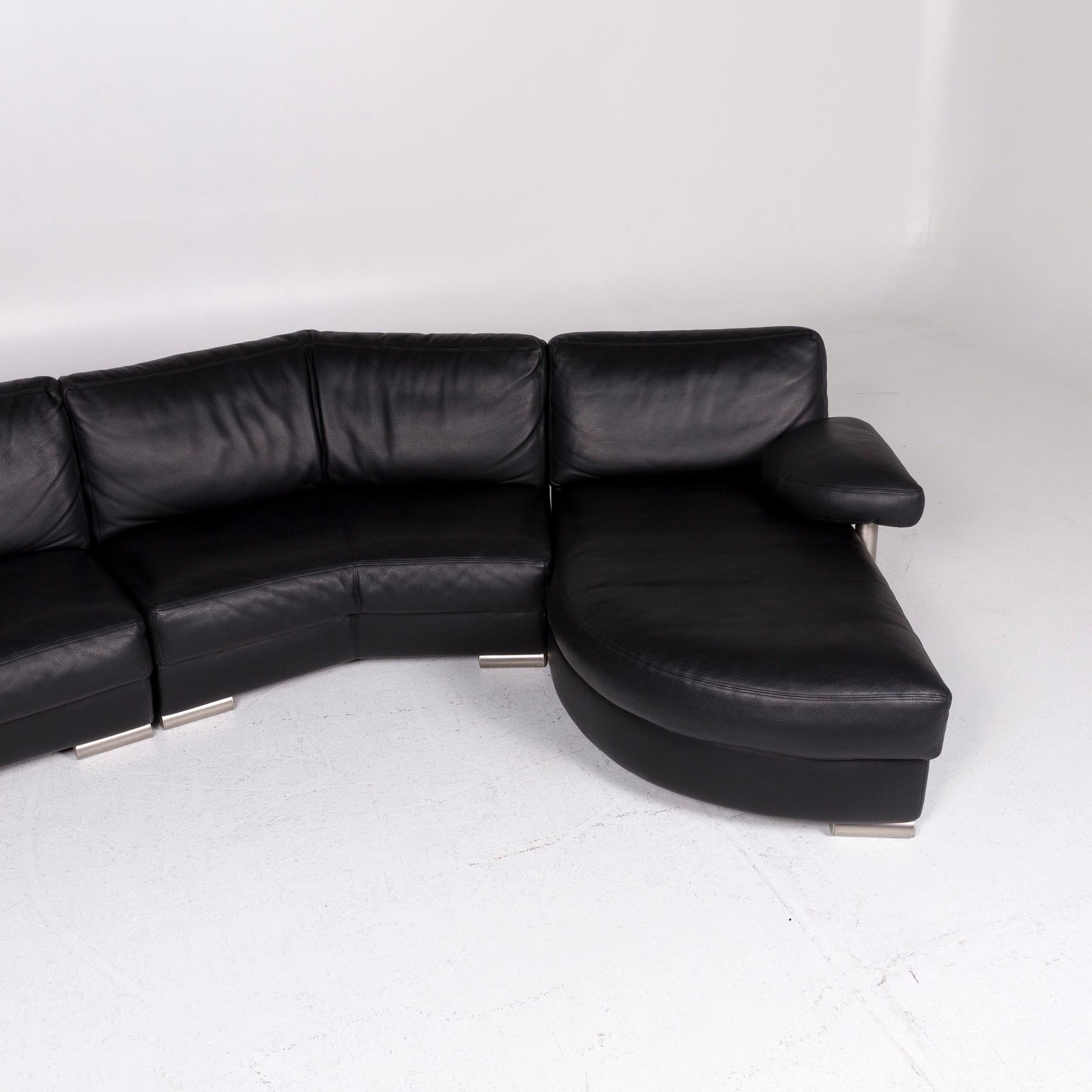 Artanova Medea Leather Corner Sofa Black Sofa Couch at 1stDibs | black ...