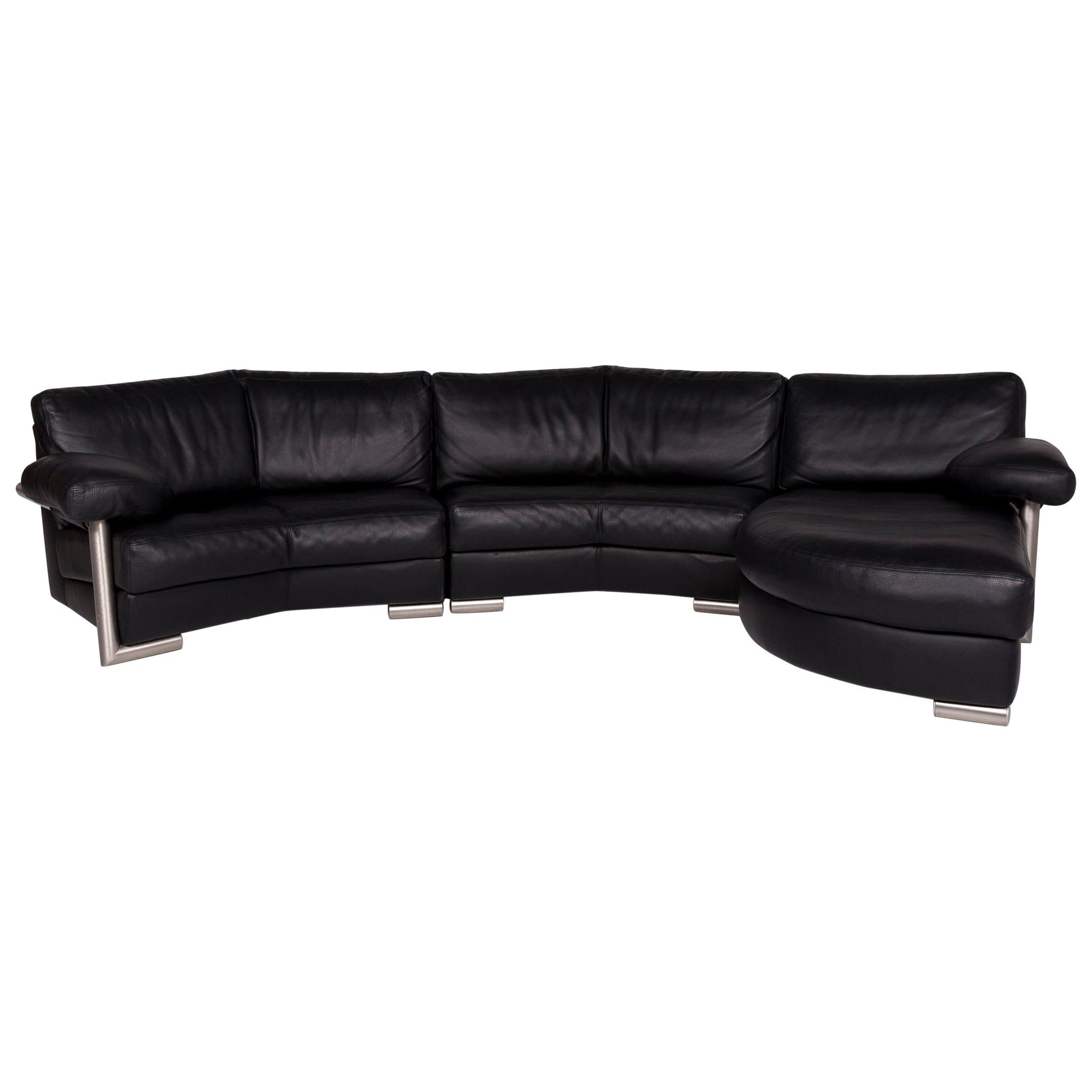 Artanova Medea Leather Corner Sofa Black Sofa Couch at 1stDibs | black ...