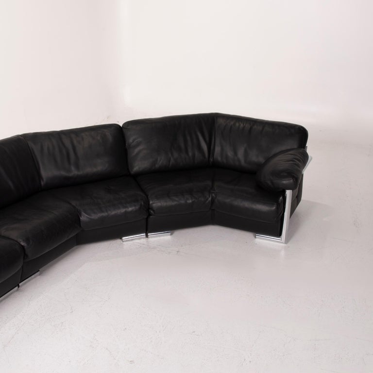 Artanova Medea Leather Sofa Black Corner Sofa For Sale at 1stDibs