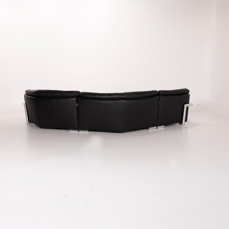 Artanova Medea Leather Sofa Black Corner Sofa For Sale at 1stDibs