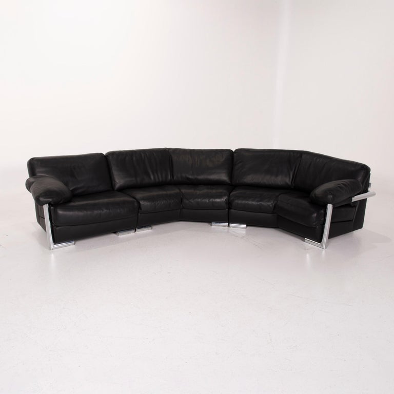 Artanova Medea Leather Sofa Black Corner Sofa For Sale at 1stDibs