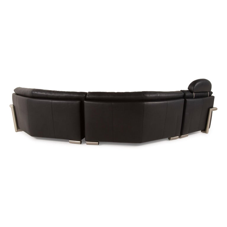 Artanova Medea Leather Sofa Black Corner Sofa For Sale at 1stDibs
