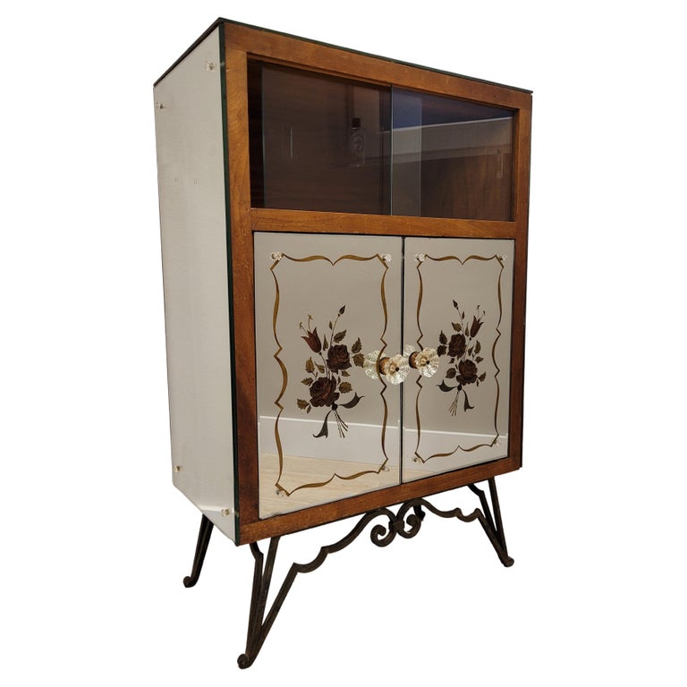 Artdeco Italian Crystal Cabinet, Bookcases, Endtable For Sale at 1stDibs