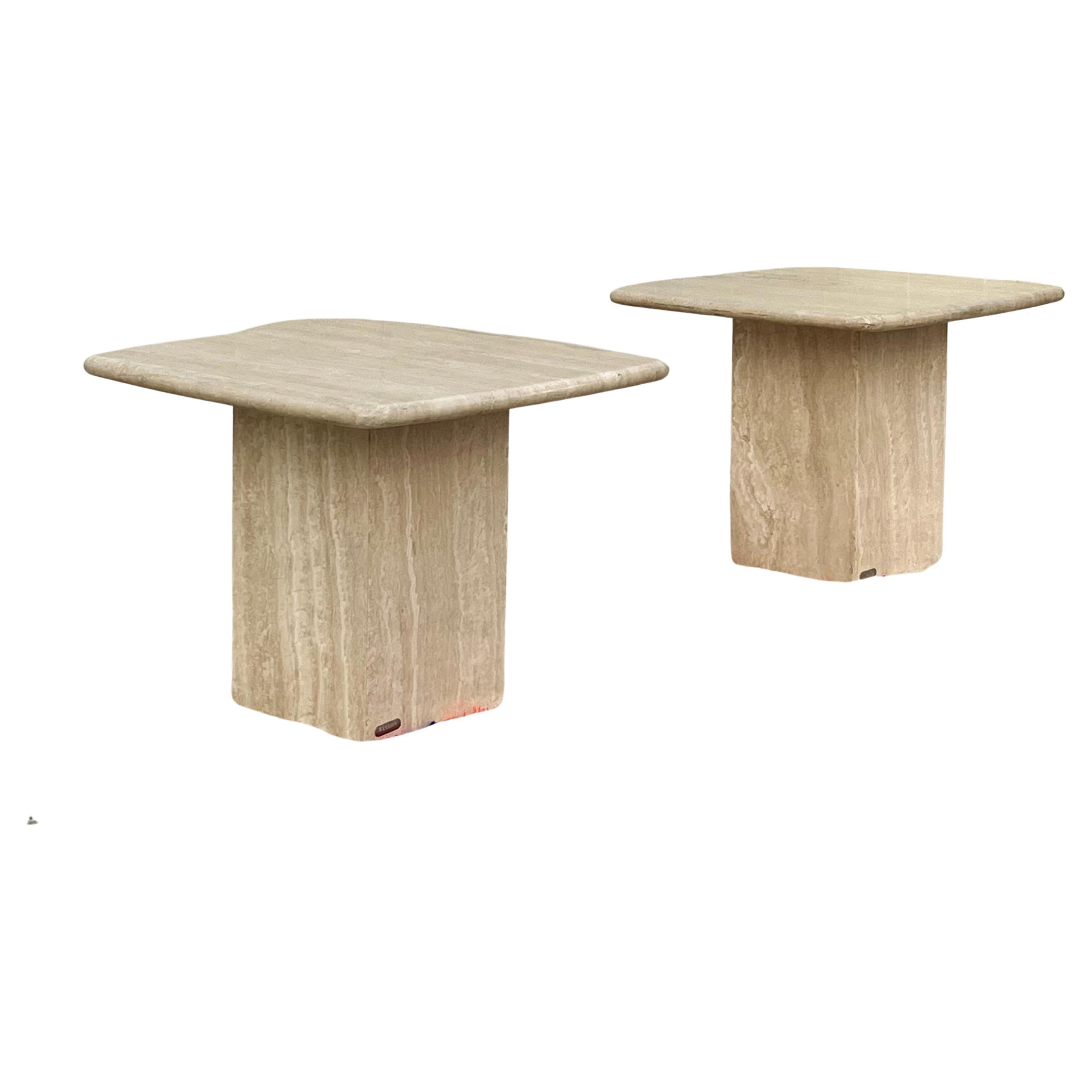 Artedi natural tone travertine tables For Sale at 1stDibs