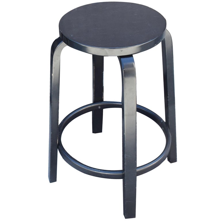 Artek Counter Height Black Bar Stool by Alvar Aalto Modern Finland For ...