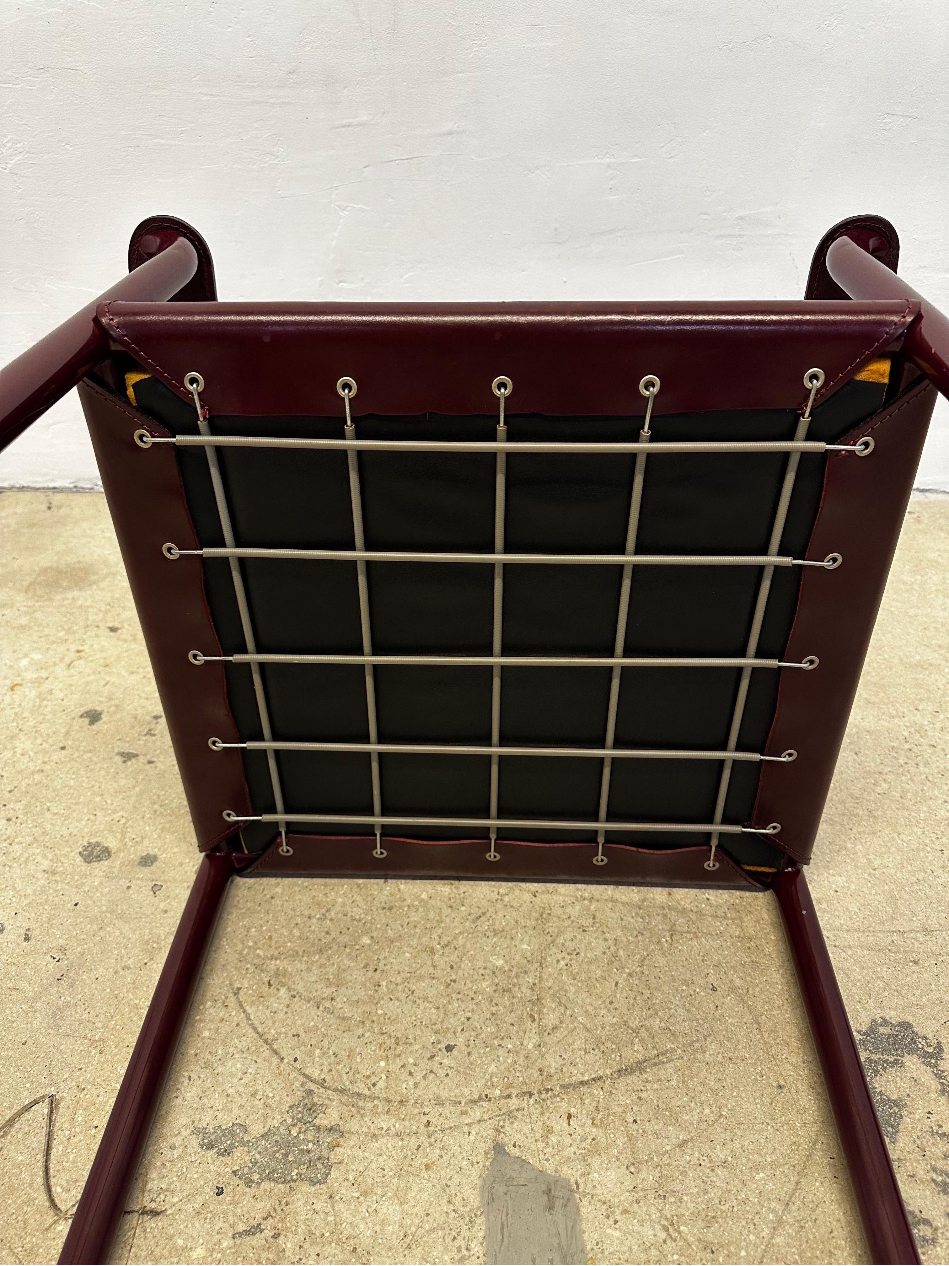 Artelano Postmodern Maroon Leather Dining Side Chair, 1980s For Sale at ...