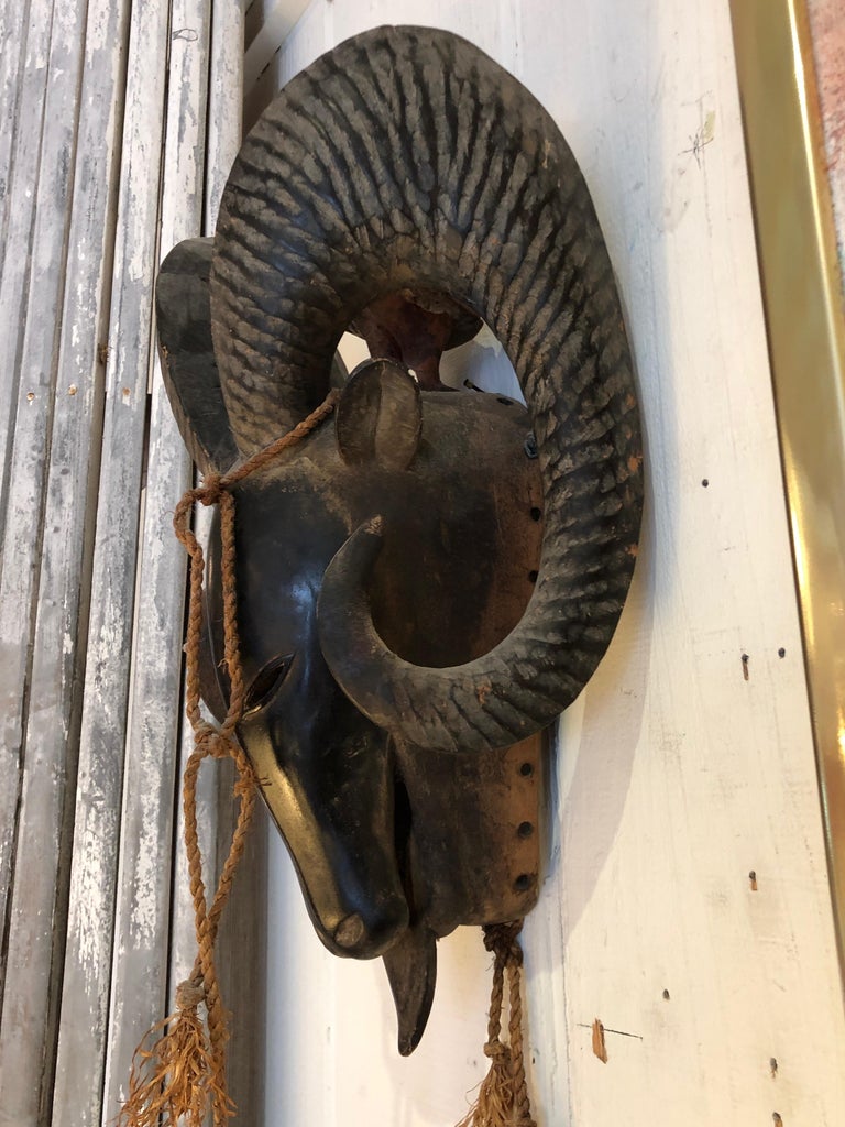 Artful African Tribal Mask of a Ram Wall Sculpture at 1stDibs