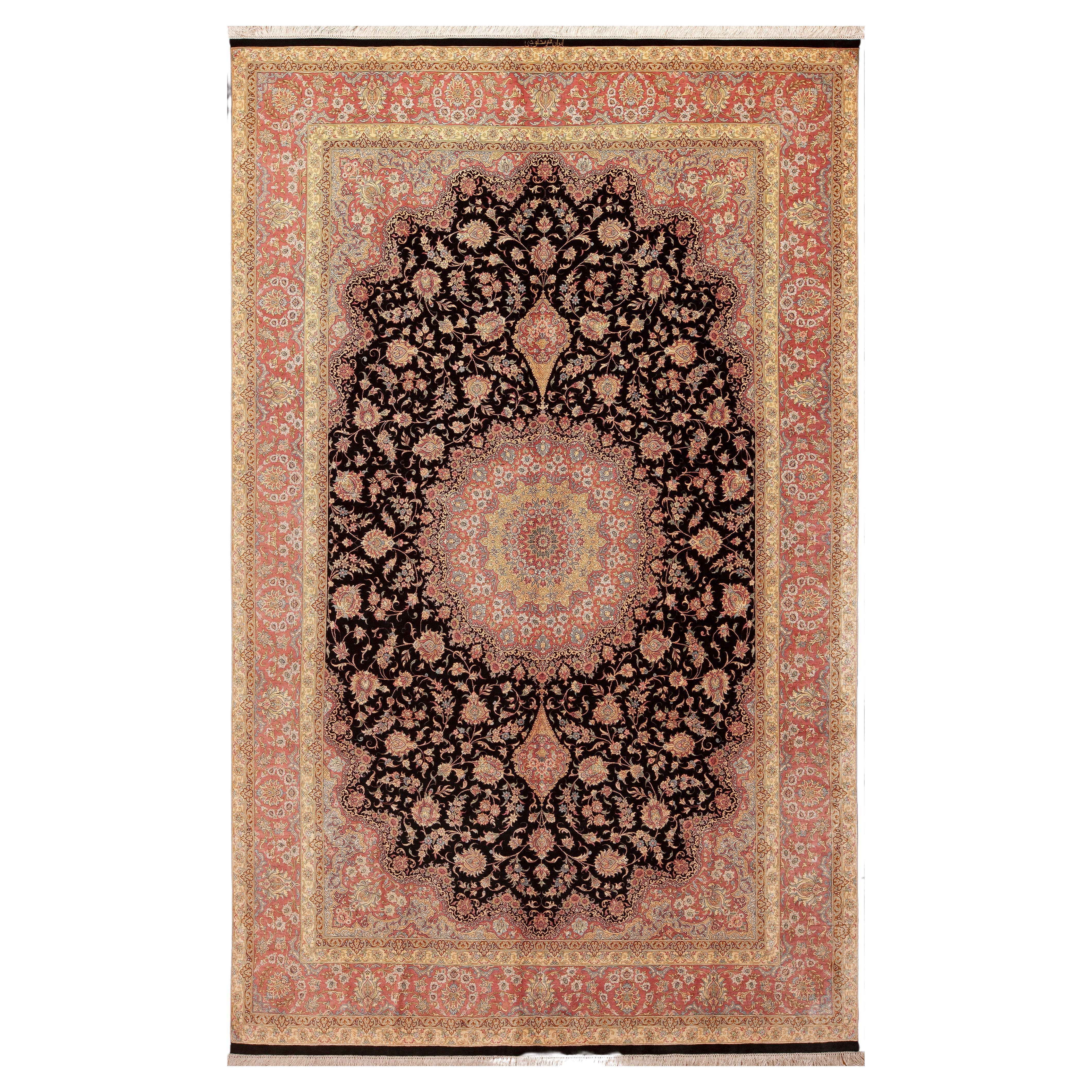 Luxurious Light Gold Fine Room Size Vintage Persian Silk Qum Rug 8'3" x ...