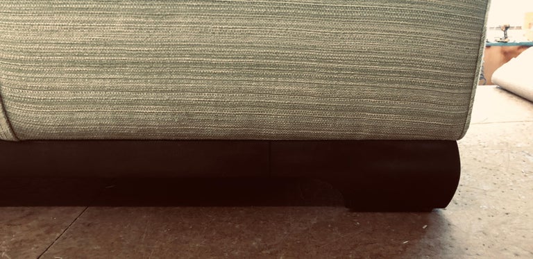 Artfully Detailed Bench in an Apple Green and White Striae Fabric For ...