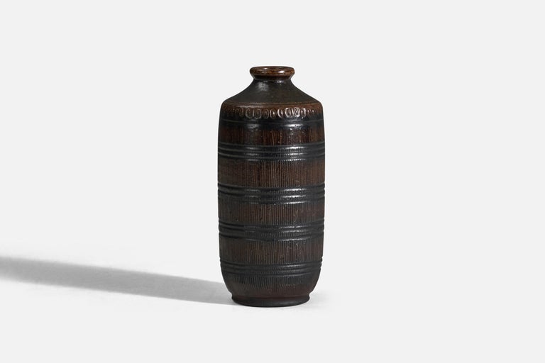 Arthur Andersson, Vase, Brown and Black Glazed Stoneware Wallåkra ...