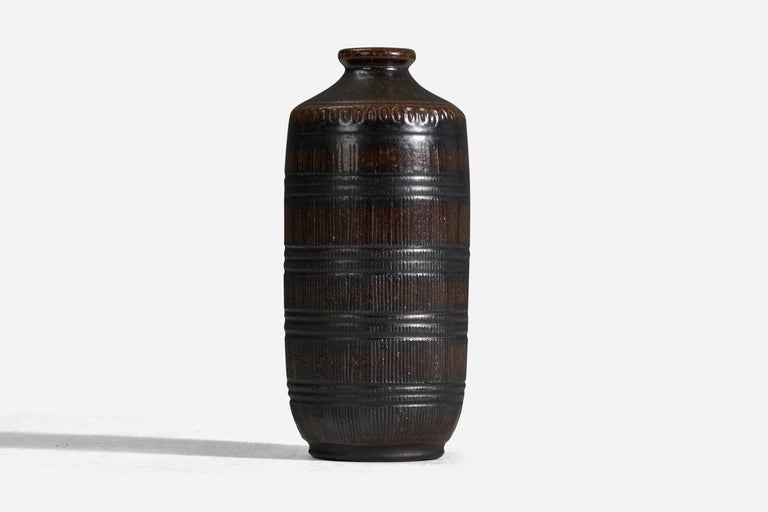 Arthur Andersson, Vase, Brown and Black Glazed Stoneware Wallåkra ...