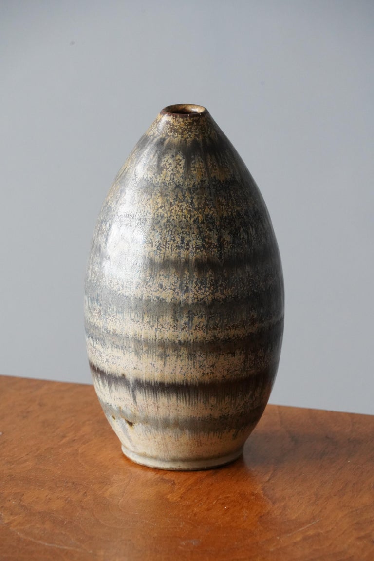 Arthur Andersson, Vase, Brown Black Glazed Stoneware Wallåkra, Sweden ...