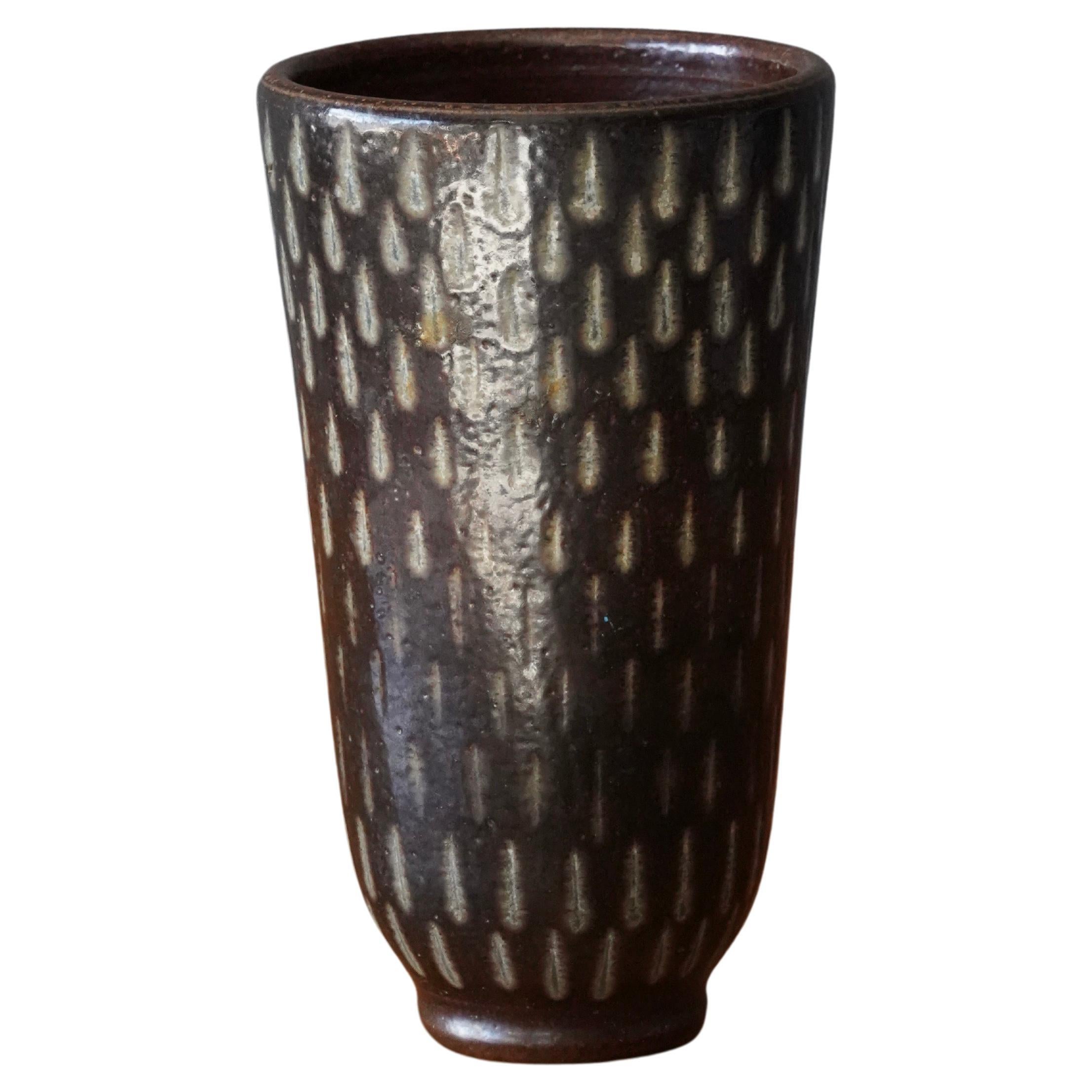 Arthur Andersson, Vase, Brown Black Glazed Stoneware Wallåkra, Sweden ...