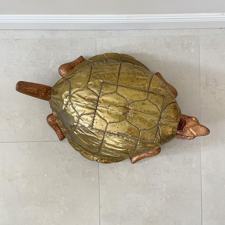 Arthur Court Copper and Brass Clad Lifesize Turtle Box For Sale at 1stDibs
