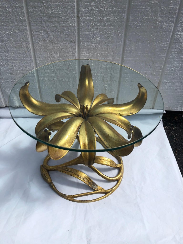 Arthur Court Gilt Lily Side Table For Sale at 1stDibs