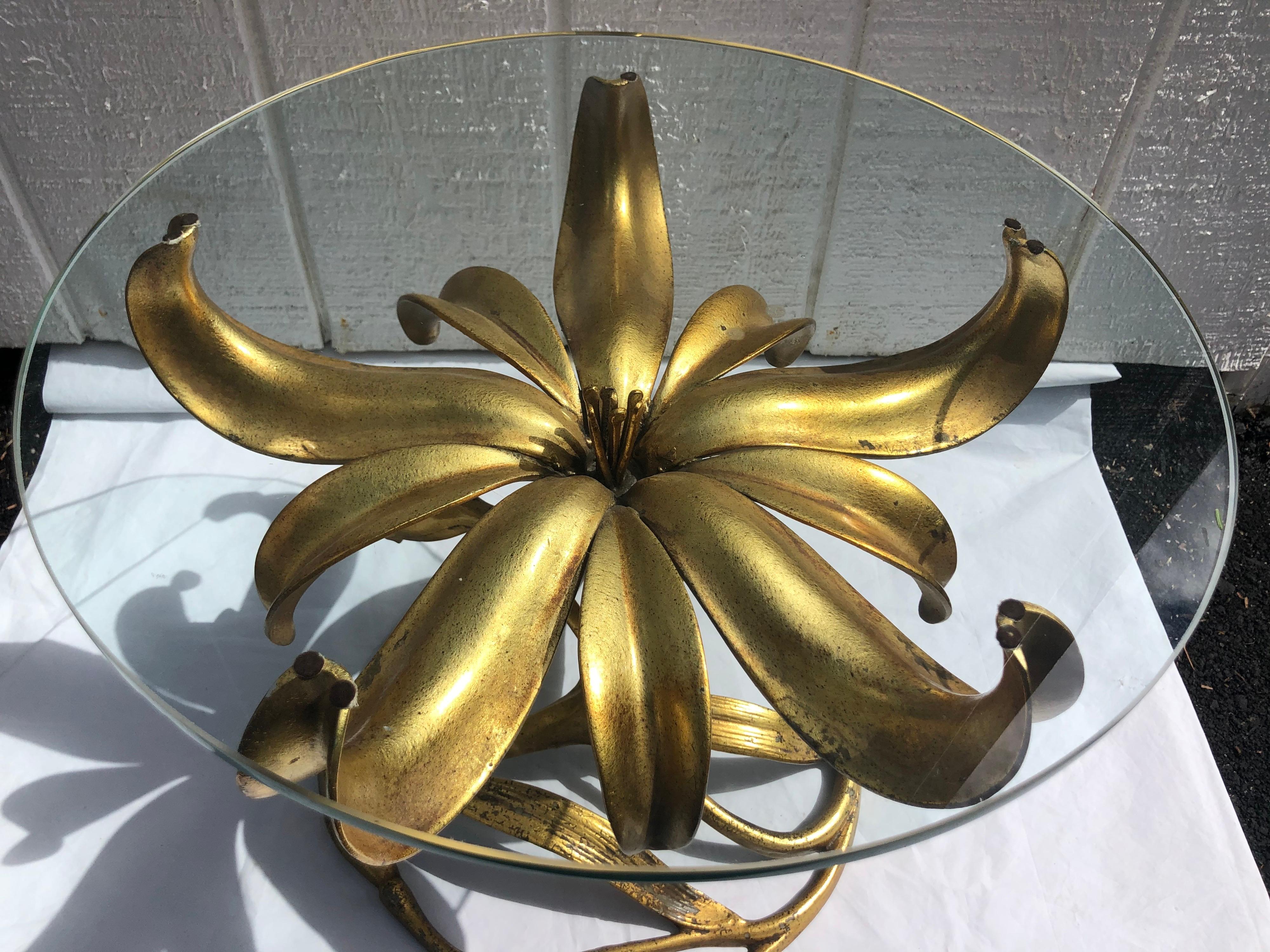 Arthur Court Gilt Lily Side Table at 1stDibs
