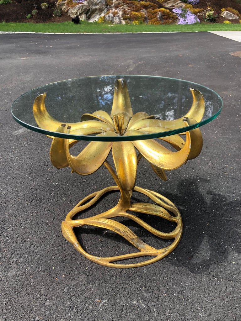 Arthur Court Gilt Lily Side Table For Sale at 1stDibs