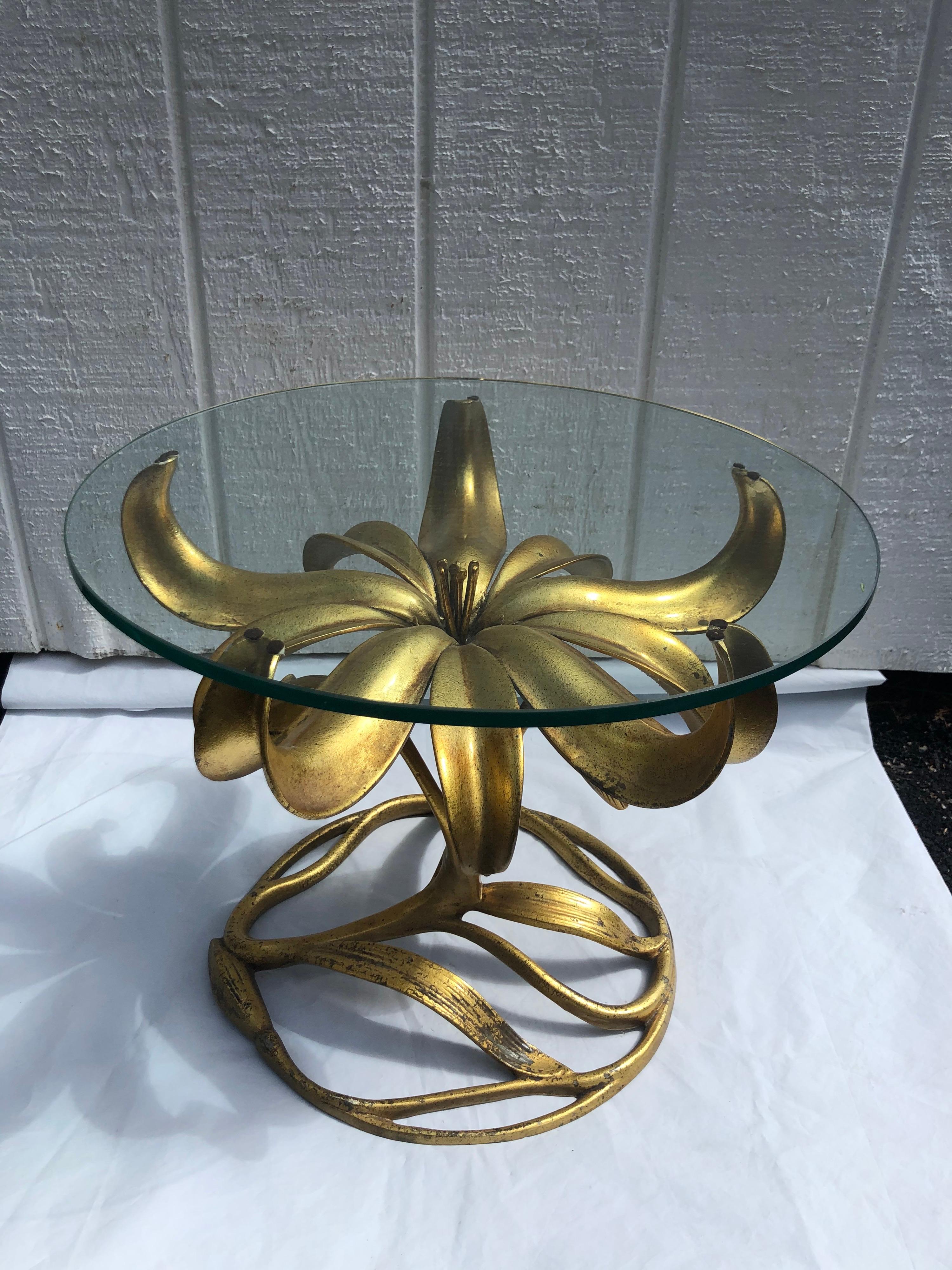 Arthur Court Gilt Lily Side Table at 1stDibs