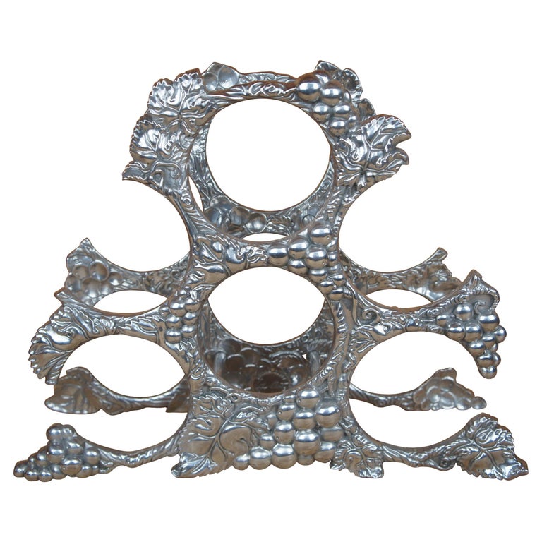 Arthur Court Grape Leaves Cast Aluminum Wine Bottle Rack Holder Stand ...