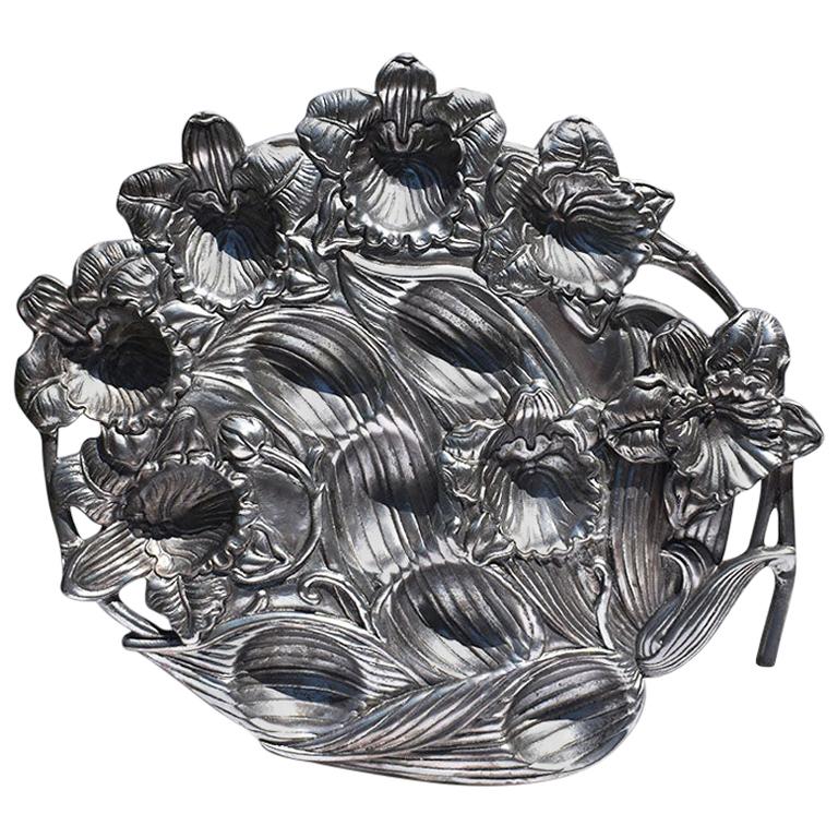 Arthur Court Silver Aluminum Deviled Egg Platter with Orchid Flowers at ...