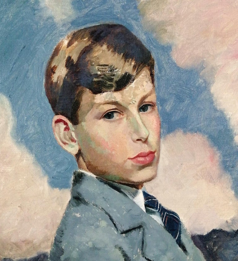 Arthur Ferrier - Portrait d'un garçon dans un paysage - Peinture à l ...