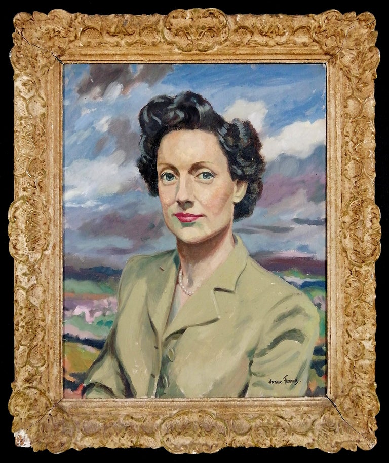 Arthur Ferrier - Portrait of a Lady in a Landscape - Early 20th Century Colourist Oil Painting ...