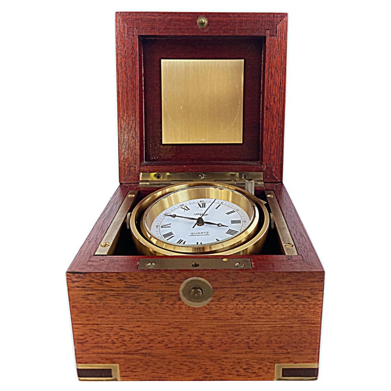 Arthur Imhof Swiss Nautical Chronometer in Brass, Wood Case, 20th ...