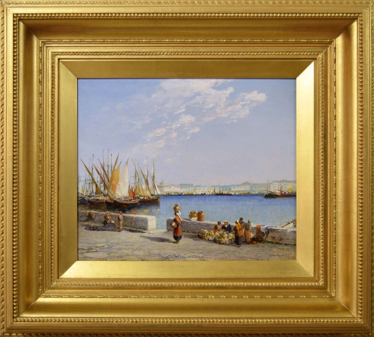 Arthur Joseph Meadows - 19th Century Italian townscape coastal oil ...