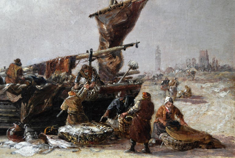 Arthur Joseph Meadows - 19th Century seascape oil painting of fishing ...