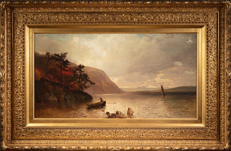 Arthur Parton - Autumn Scene with Boat For Sale at 1stDibs