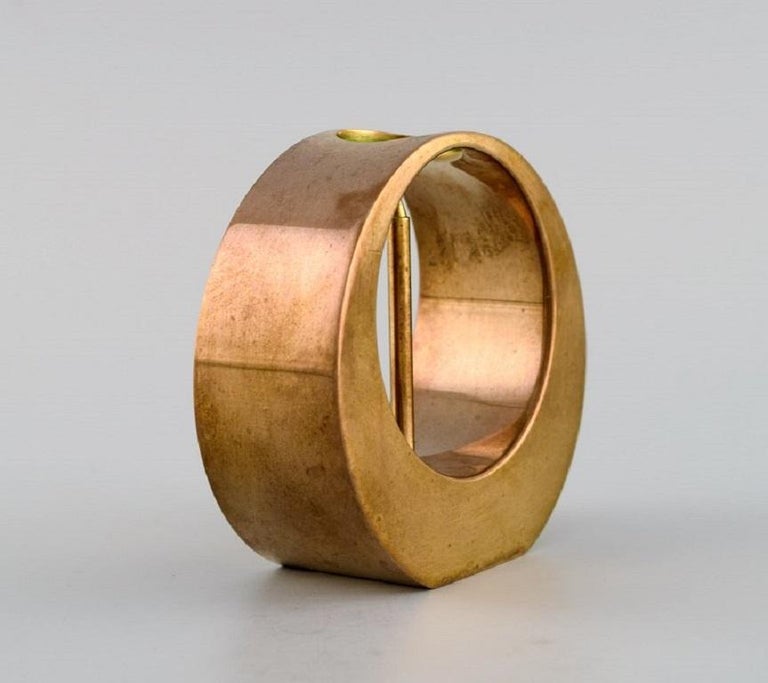 Arthur Pe for Kolbäck, Rare Modernist Brass Candlestick, Swedish Design ...