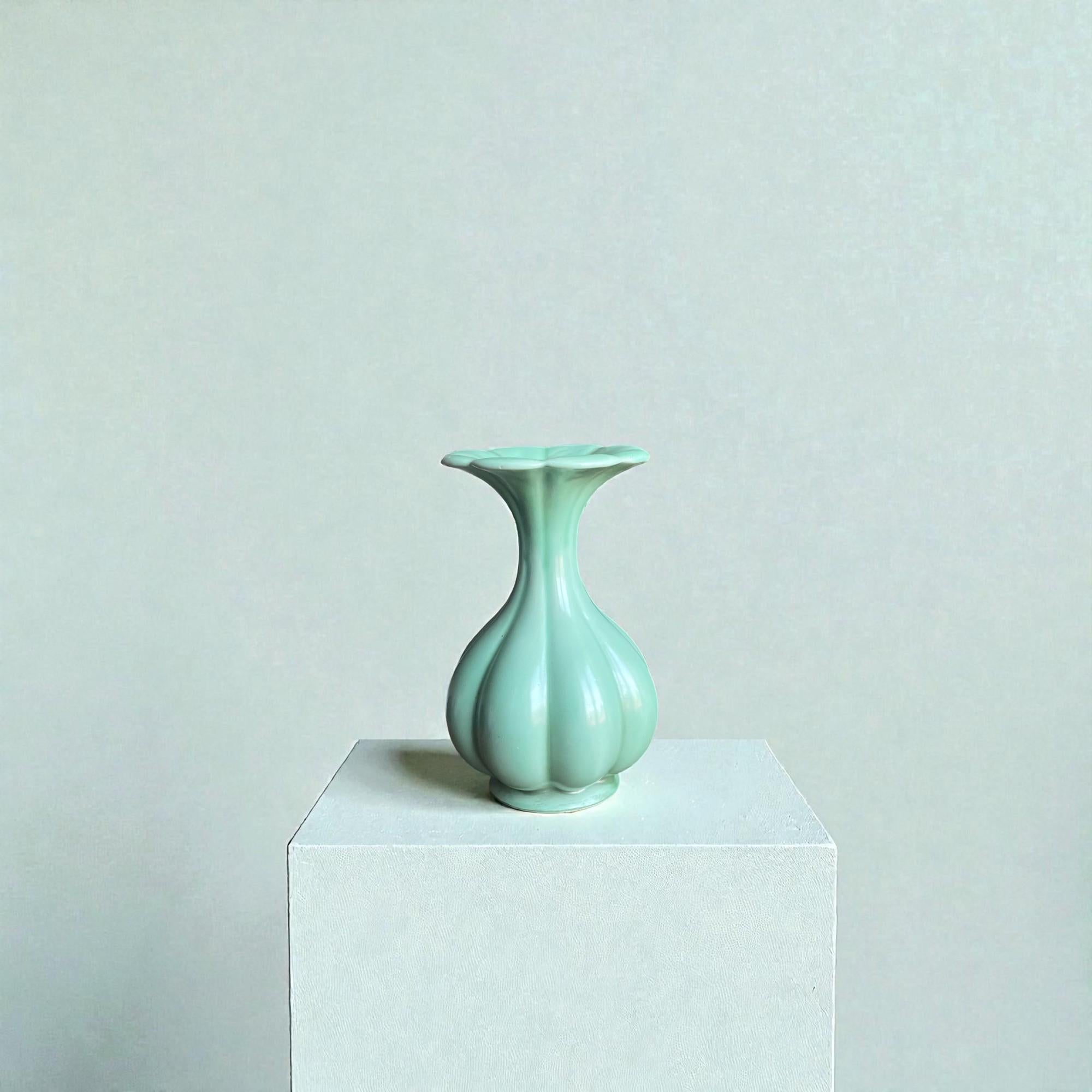 Arthur Percy for Gefle Celadon Green Art Deco Ceramic Vase, Swedish ...