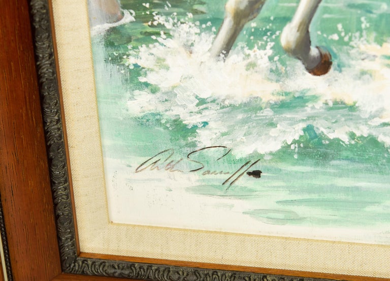 Arthur Saron Sarnoff Original Painting on Board of Horses Running in ...