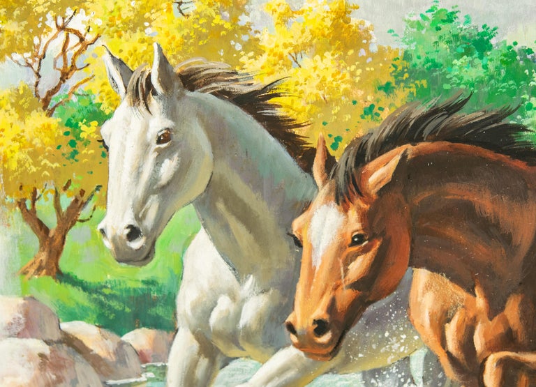 Arthur Saron Sarnoff Original Painting on Board of Horses Running in ...
