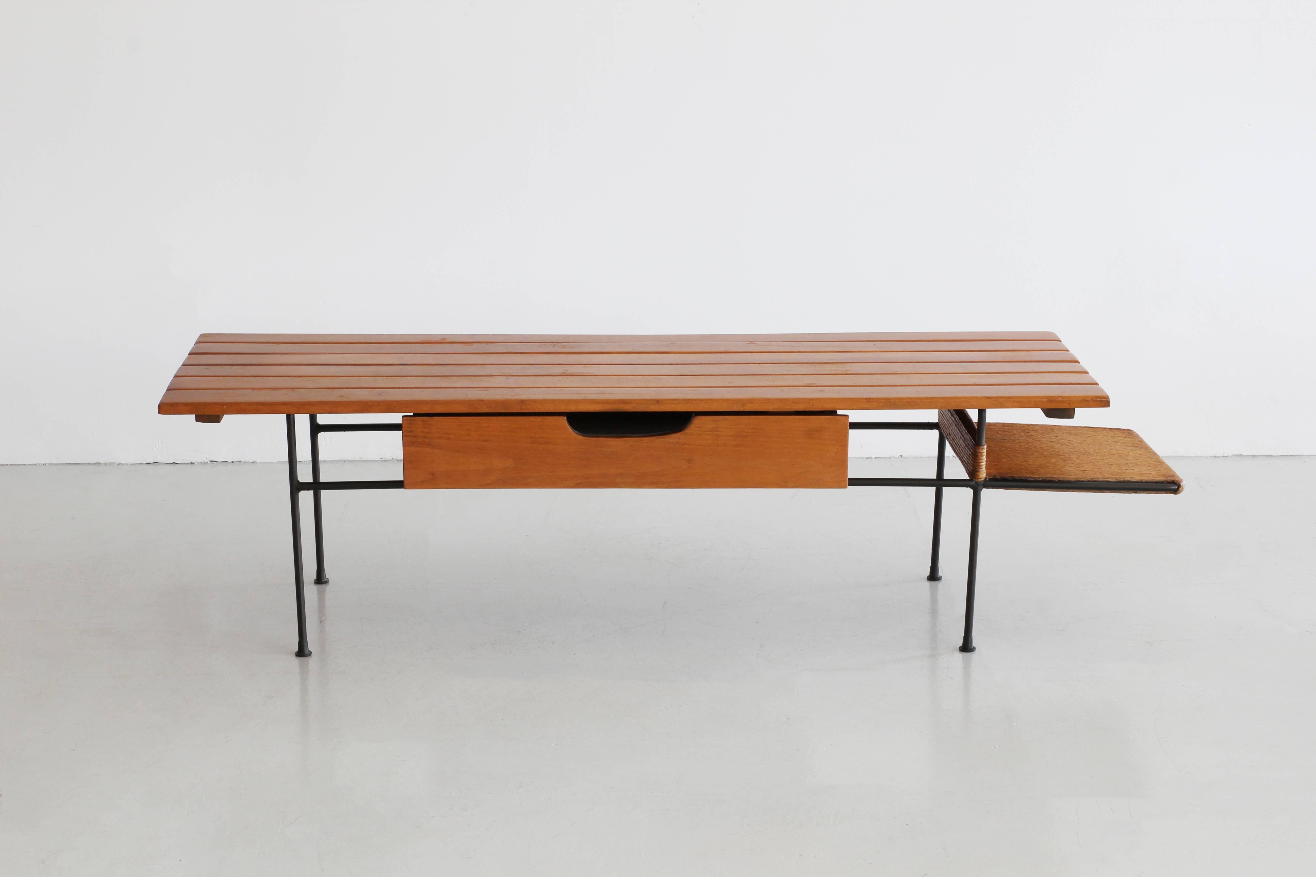 Arthur Umanoff Bench or Table with Drawer and Shelf at 1stDibs