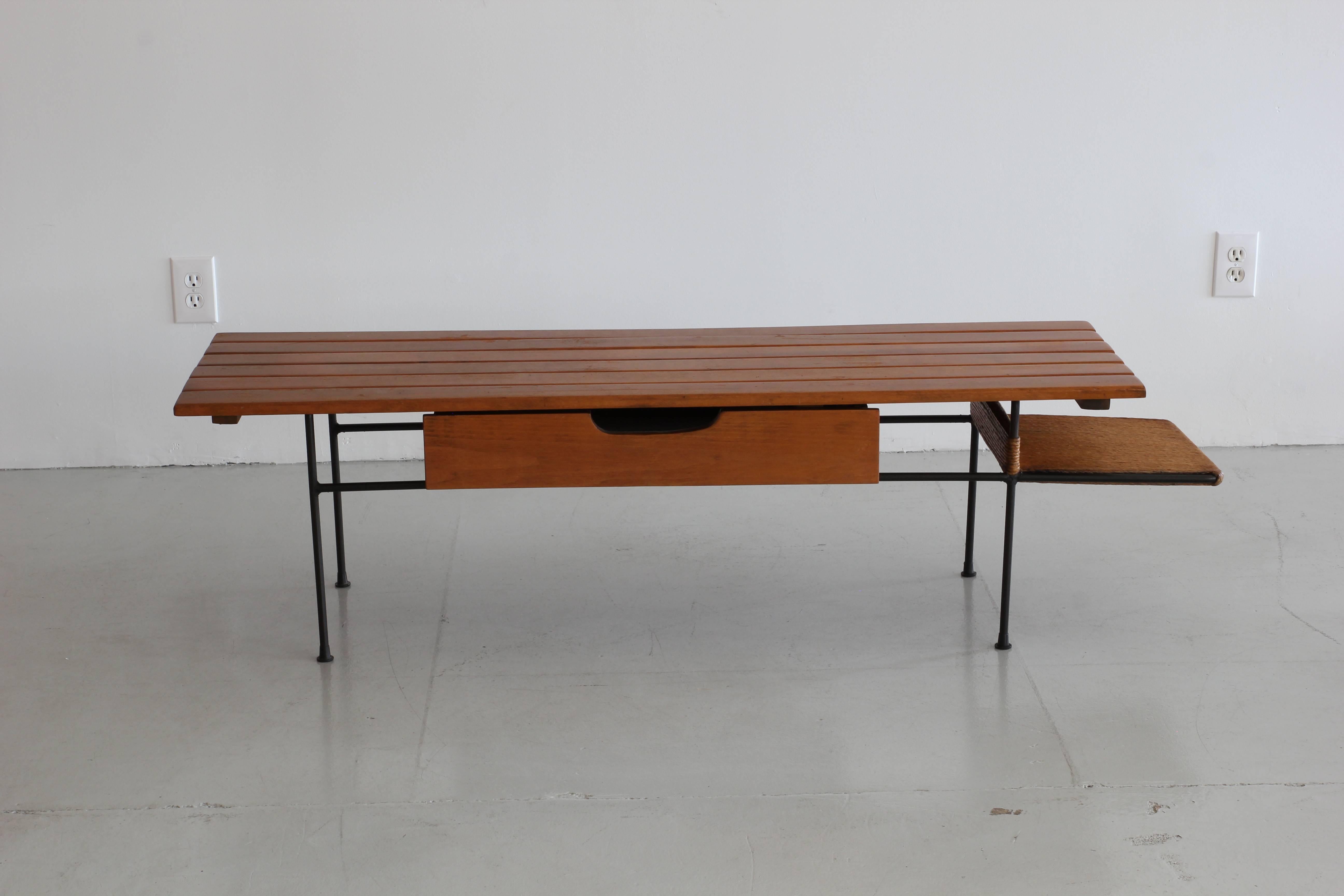 Arthur Umanoff Bench or Table with Drawer and Shelf at 1stDibs